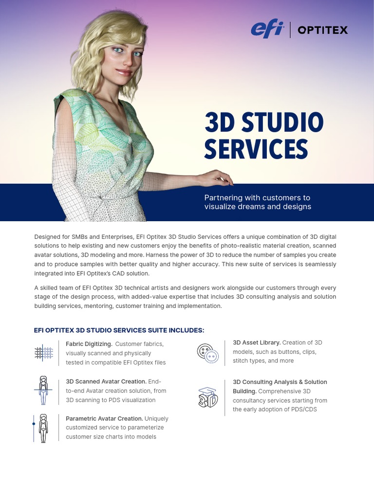 EFI Optitex 3D Studio Services | PDF | 3 D Computer Graphics | Libraries