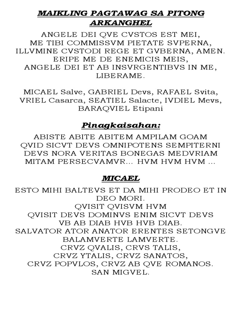Pitong Arkanghel at Kanilang Orasyon | PDF