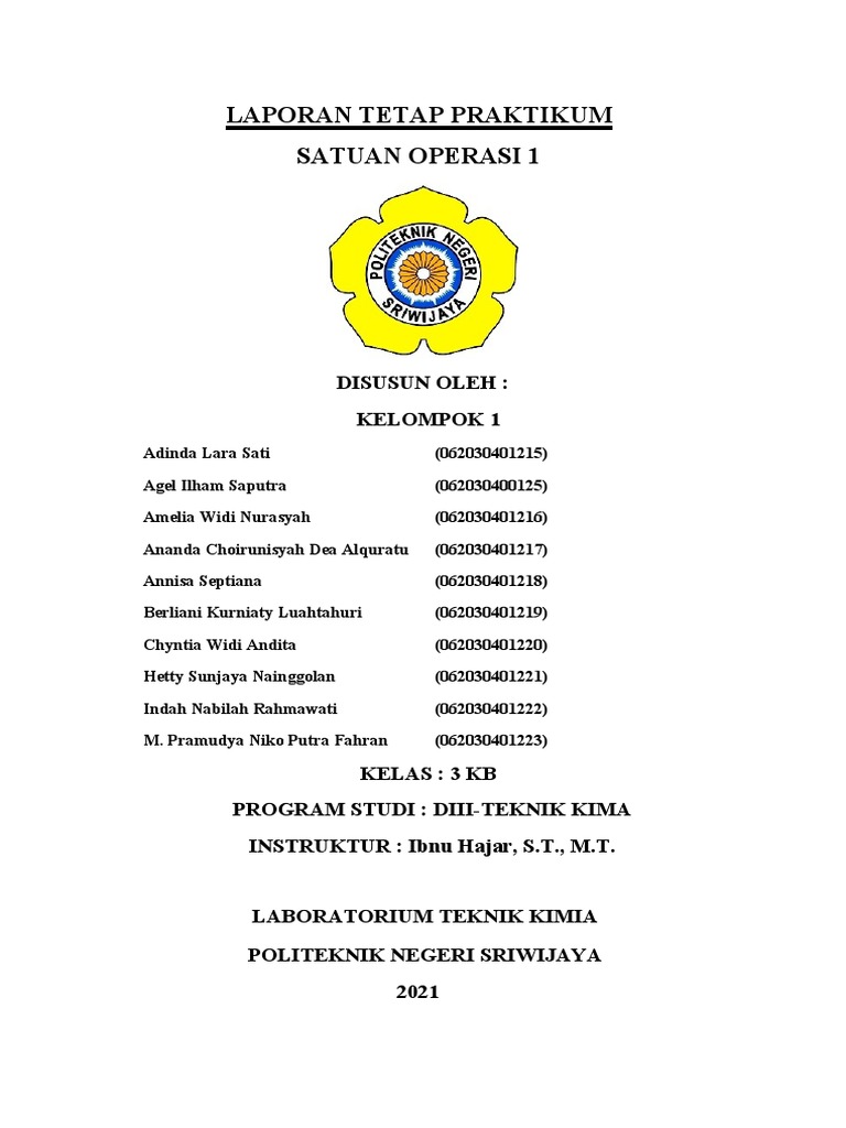Laporan Tetap Satuan Operasi 1 - Kelompok 1 | PDF