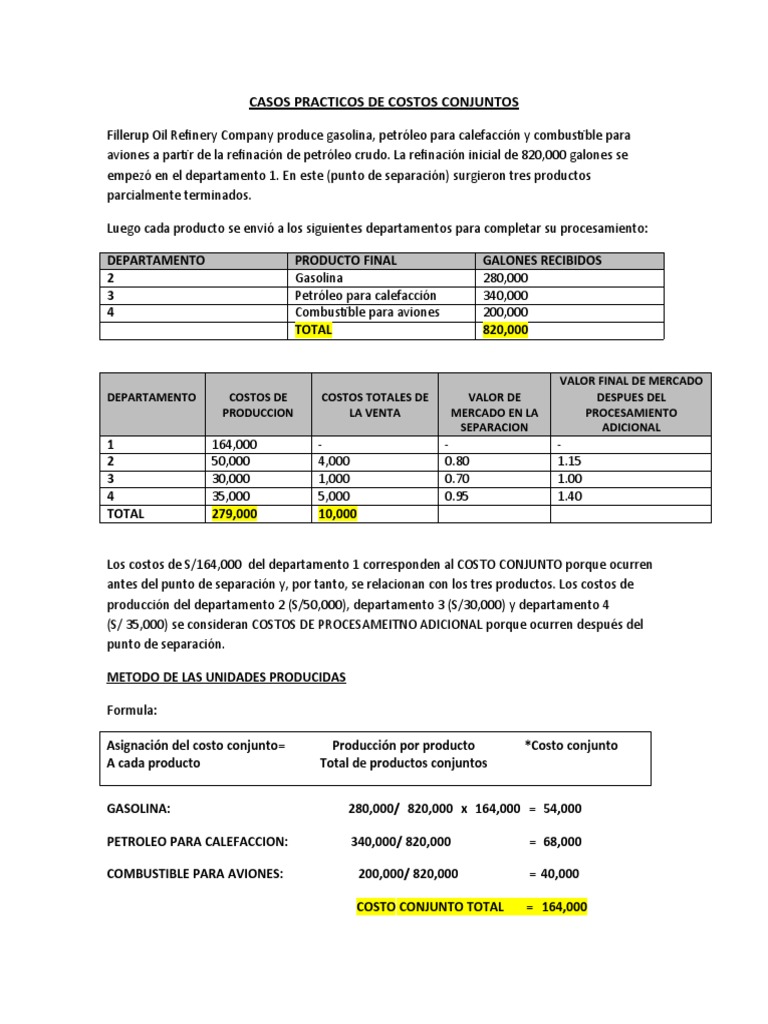 Casos Practicos de Costos Conjuntos | PDF | Química | Industria petrolera