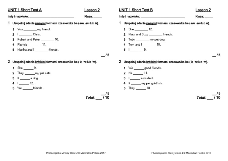 Brainy kl4 Short Tests Unit 1 Lesson 2 | PDF Brainy kl4 Short Tests Unit 1 Lesson 2 | PDF