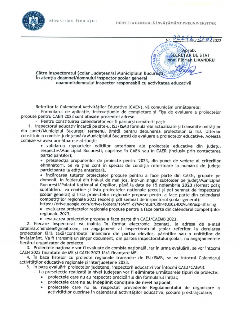 Adresa ME Si Formular CAEN 2023 | PDF