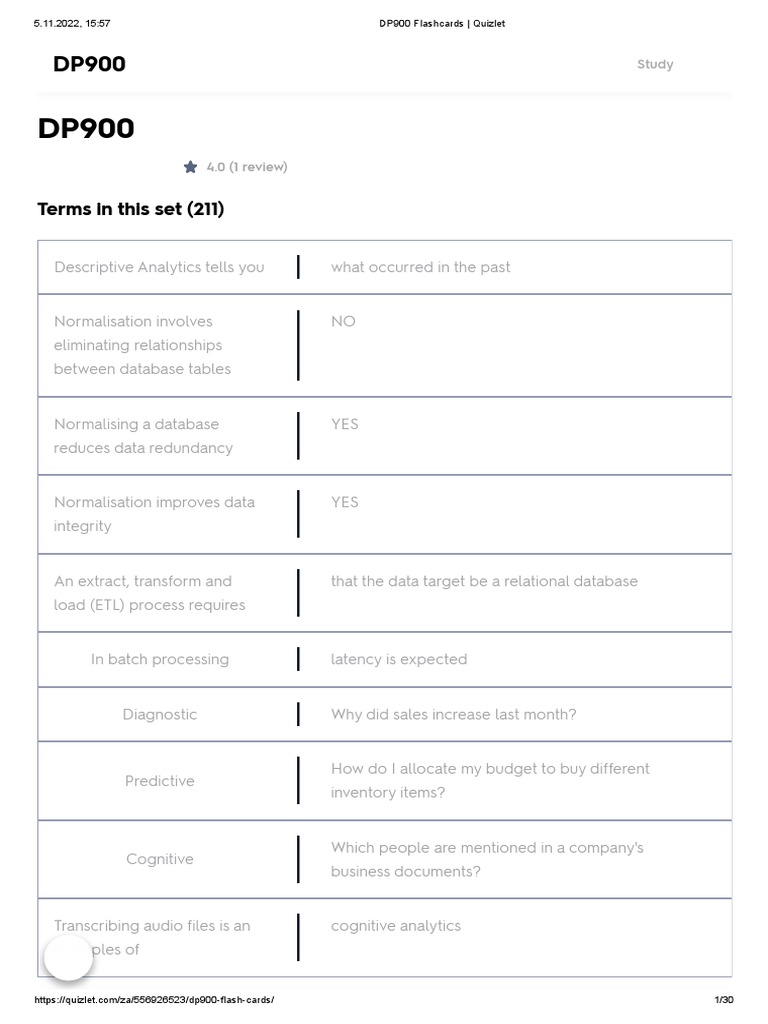 DP900 Flashcards - Quizlet | PDF | Databases | Microsoft Sql Server