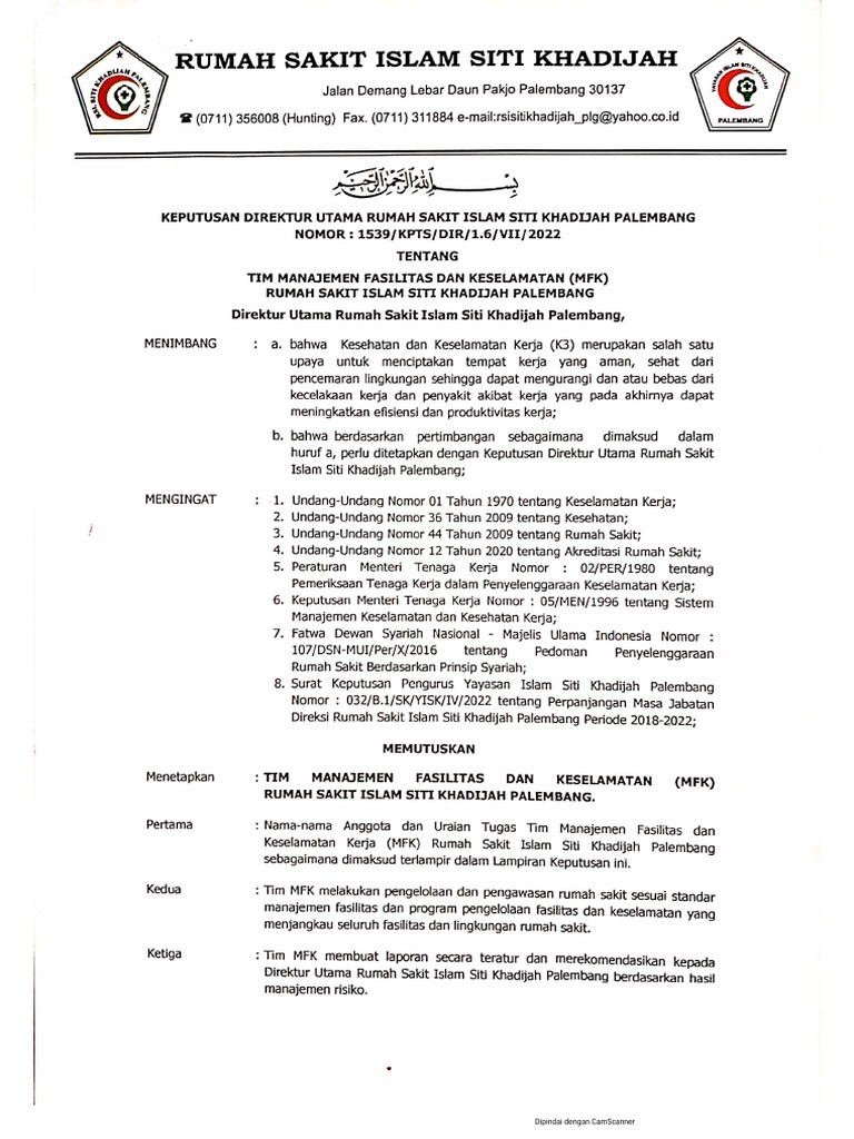 MFK 2 Ep 1SK Tim MFK RS Islam Siti Khadijah Palembang | PDF