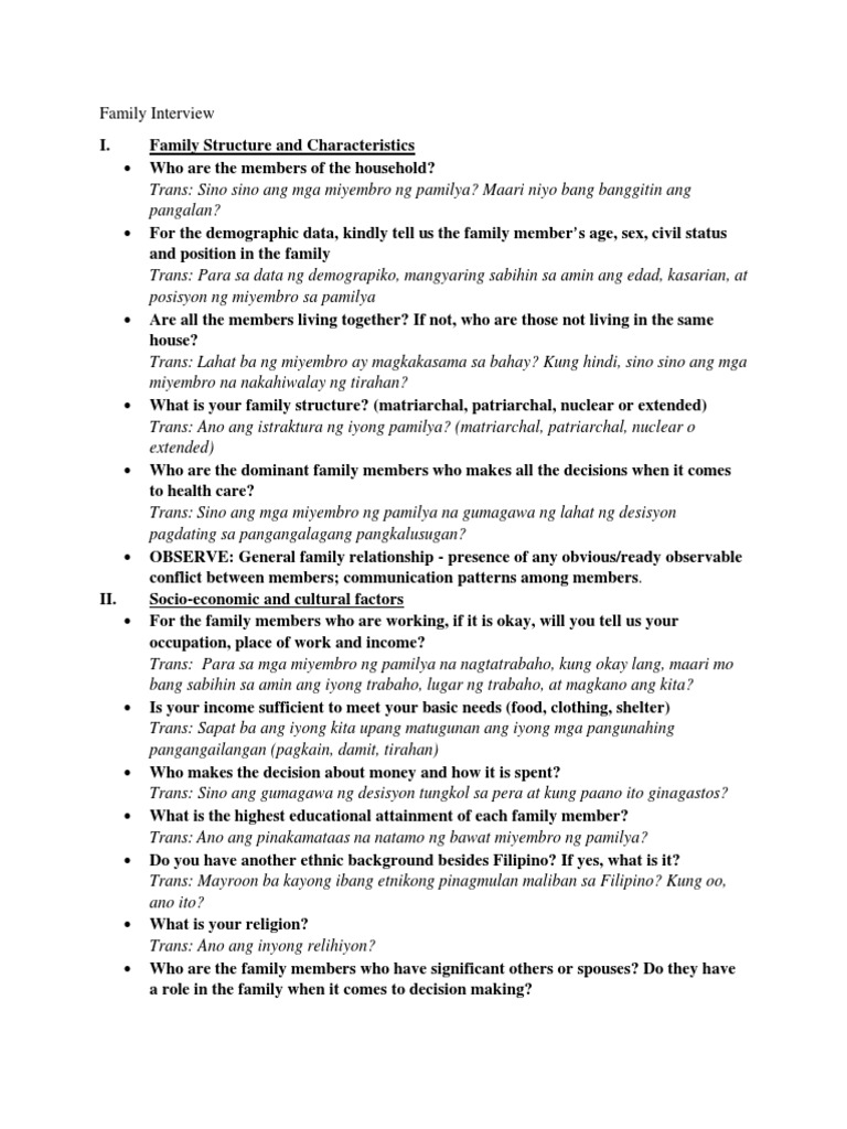 Family Interview | PDF