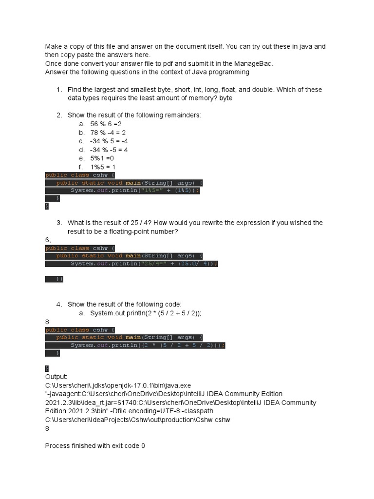 Java Exercise-1 | Download Free PDF | Area | String (Computer Science)