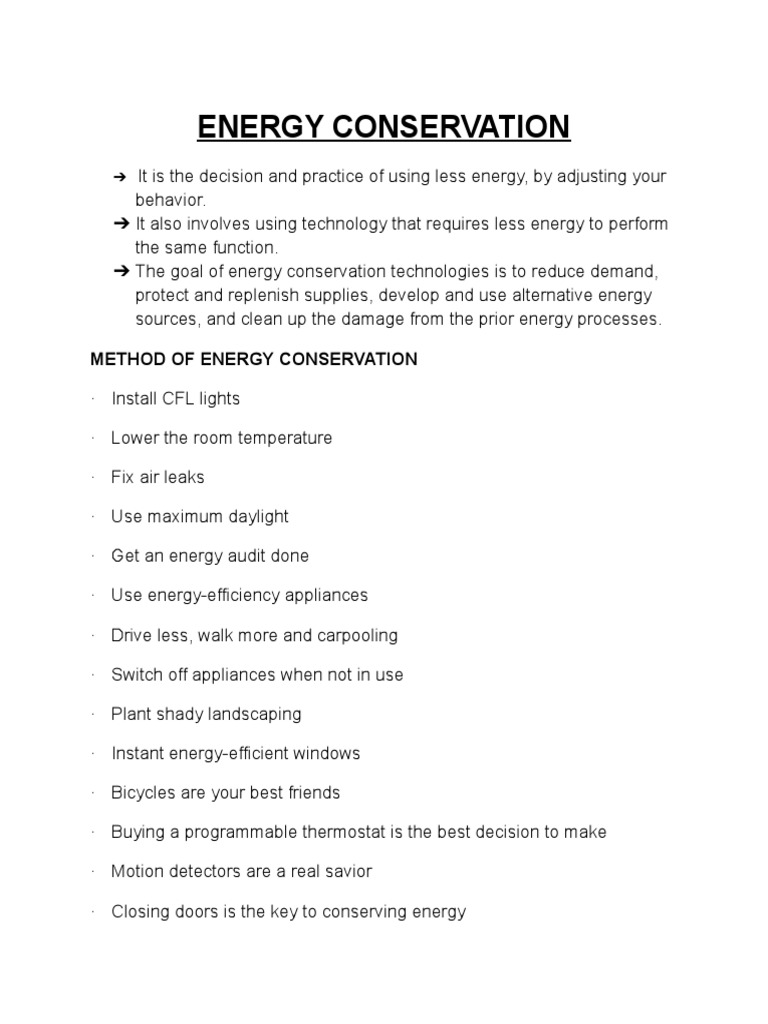 Energy Conservation | PDF | Home & Garden | Technology & Engineering