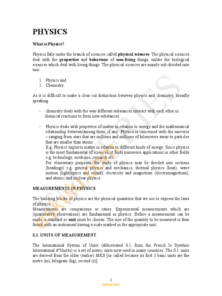Grade 10 To 12 Physics in Details | Download Free PDF | Physics ...