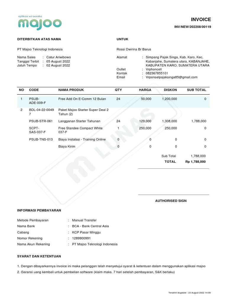 Inv New 202208 00119 | PDF