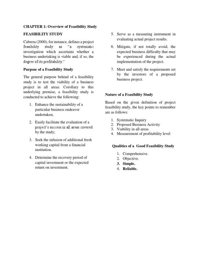 CHAPTER 1 - Overview of Feasibility Study Lecture | PDF | Feasibility ... CHAPTER 1 - Overview of Feasibility Study Lecture | PDF | Feasibility ...