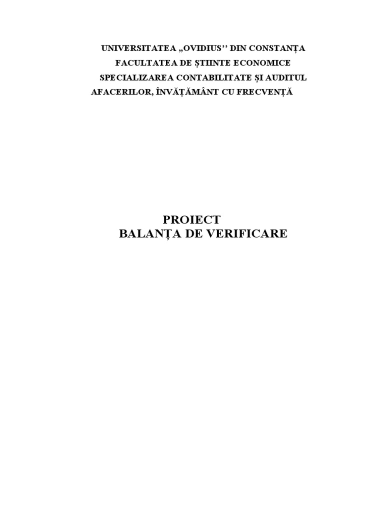 Balanta de Verificare | PDF