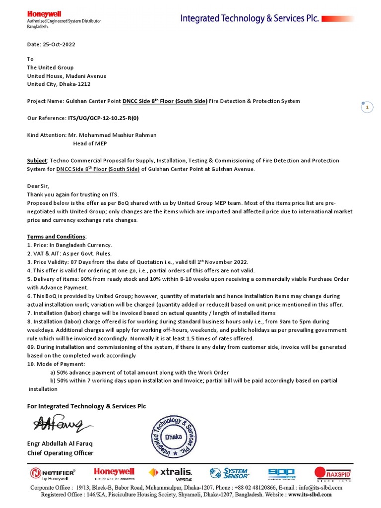 ITS Proposal of FADS and FPS For DNCC 8th Floor 20221025 | PDF | Equipment