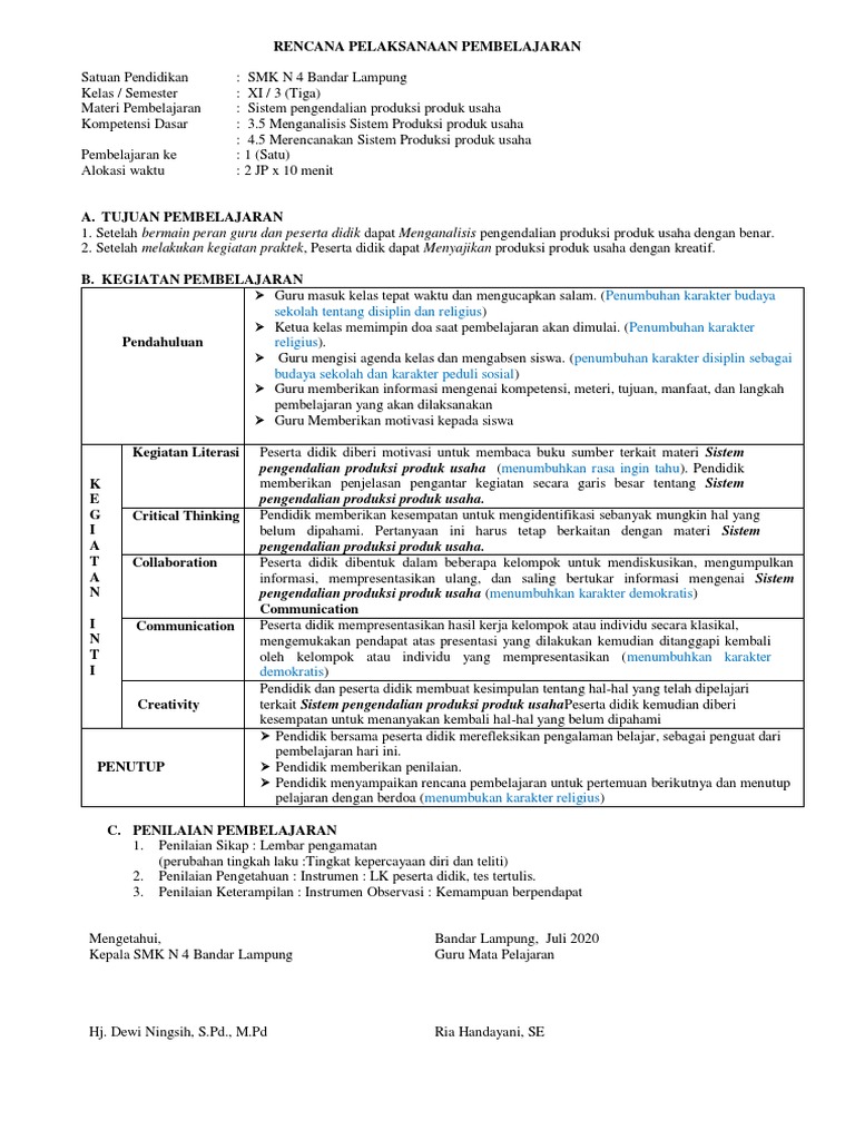 RPP Pengendalian Persediaan | PDF | Karier & Perkembangan | Seni