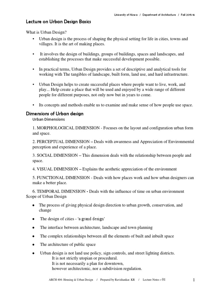 Lecture On Urban Design Basics | PDF | Urban Design | Design Lecture On Urban Design Basics | PDF | Urban Design | Design