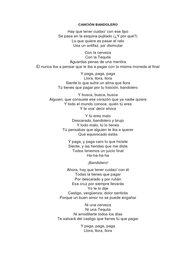Canción Bandolero | PDF