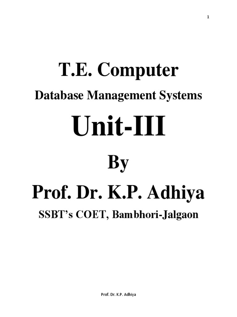 DBMS Notes Unit-III - For Students | PDF | Relational Database | Sql