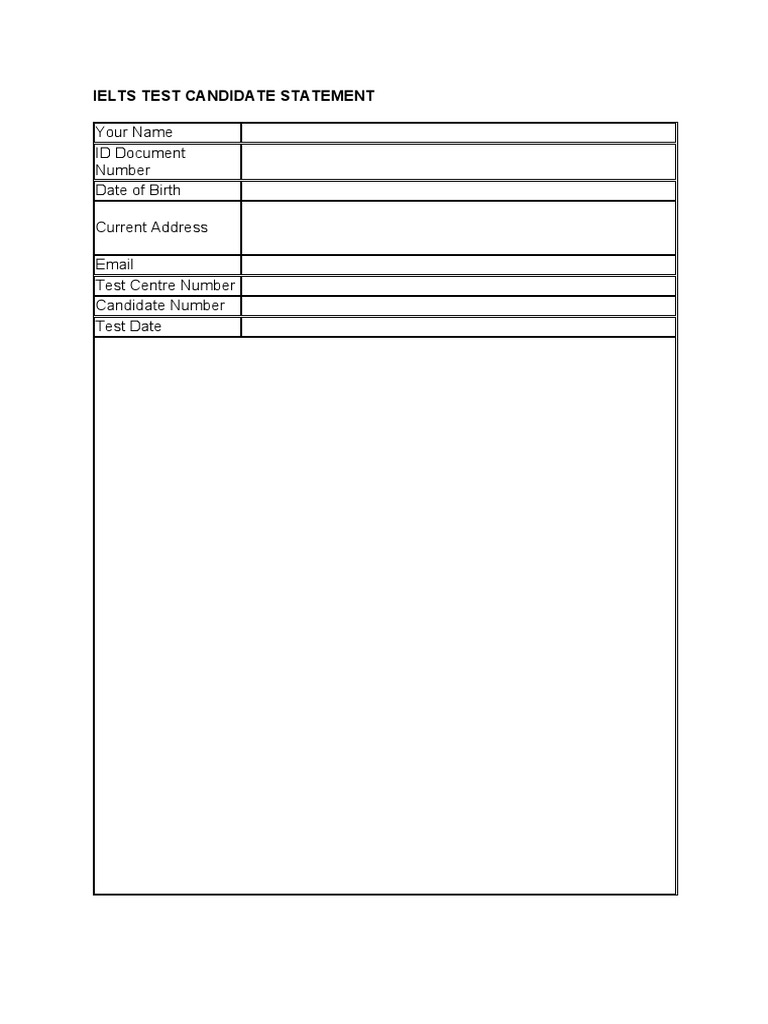 Ielts Test Candidate Statement | PDF