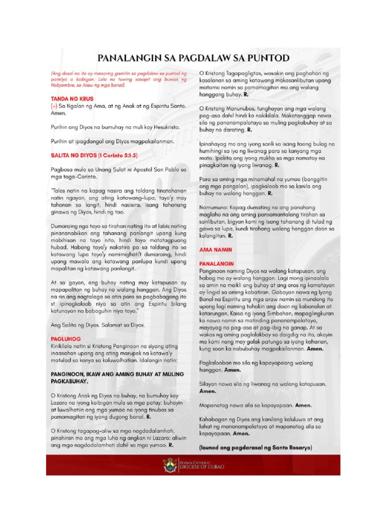 Order of Family Prayer On Visiting The Cemetery | PDF