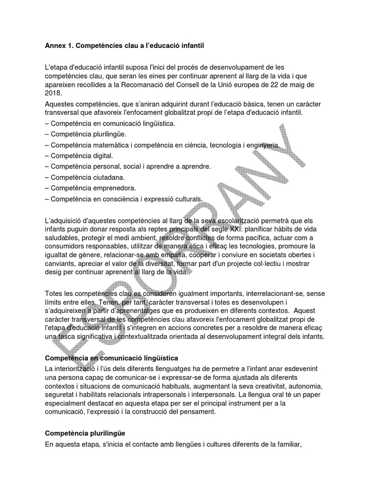 ANNEX 1 - Competències Clau | PDF