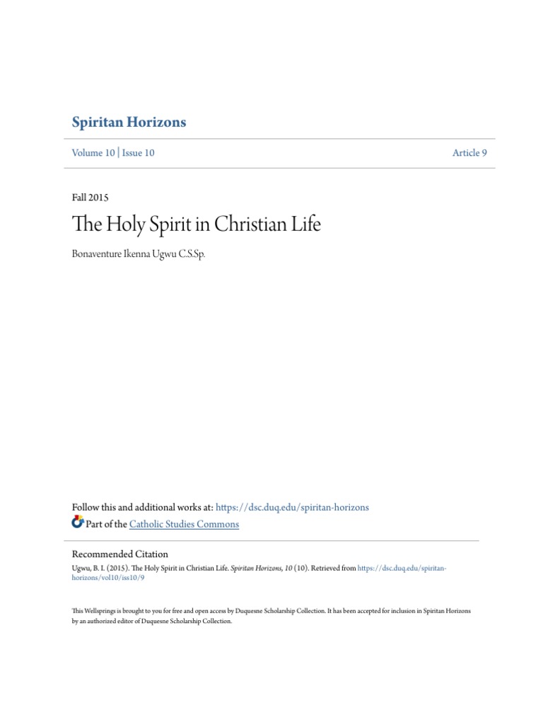 The Holy Spirit in Christian Life | PDF | Acts Of The Apostles | Baptism