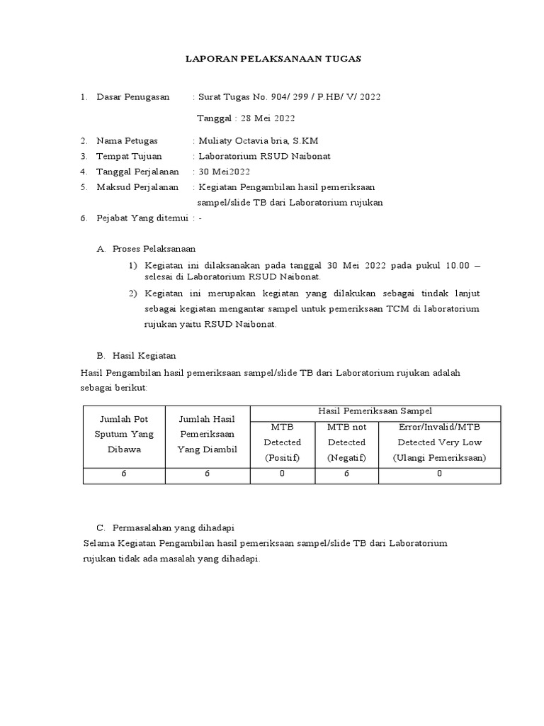 LPT Ambil Hasil Pemeriksaan TB | PDF