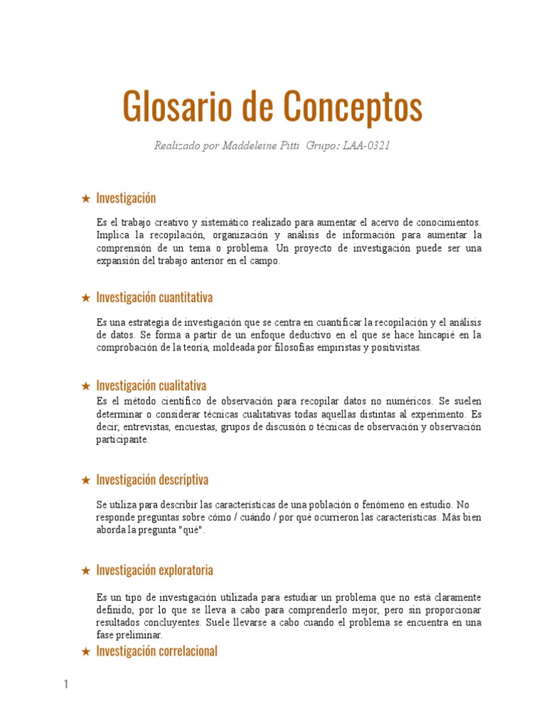 Glosario de Conceptos, Metodologia de La Investigacion | PDF ...