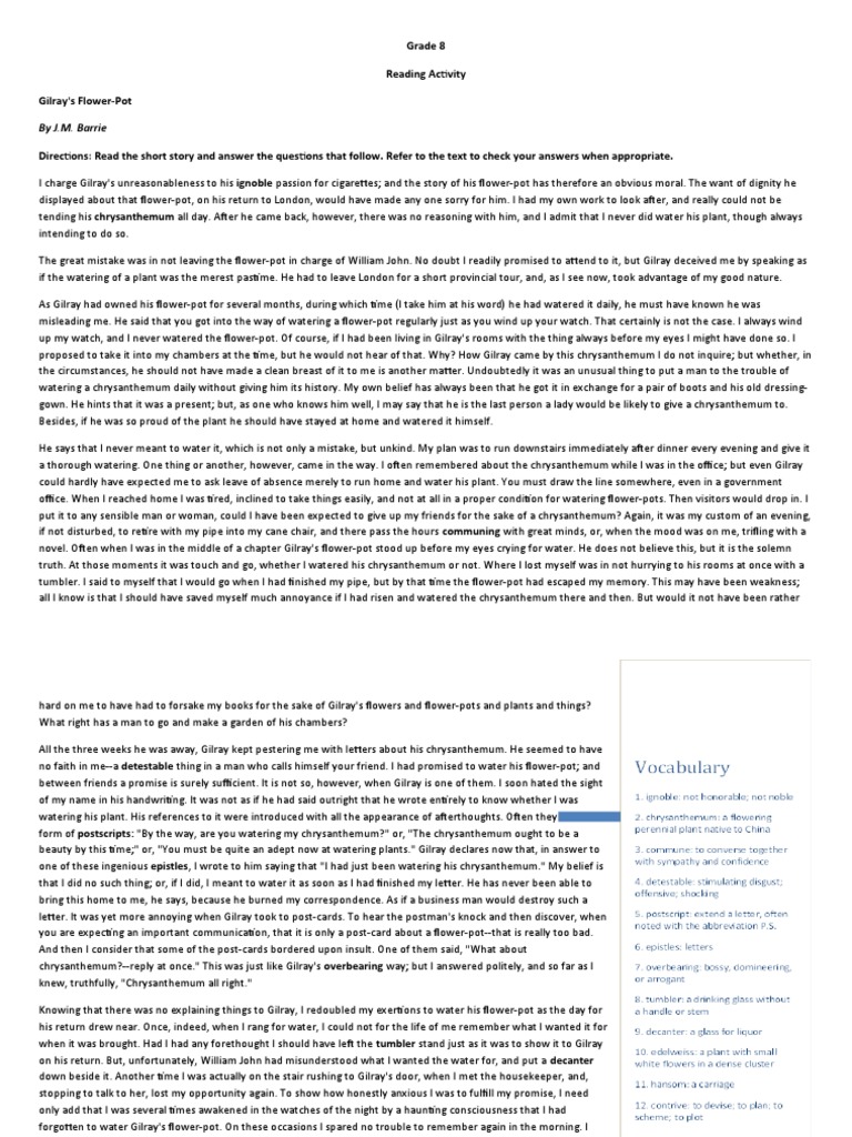 Grade 8 Reading Activity | PDF | Mystery, Thriller & Crime Fiction