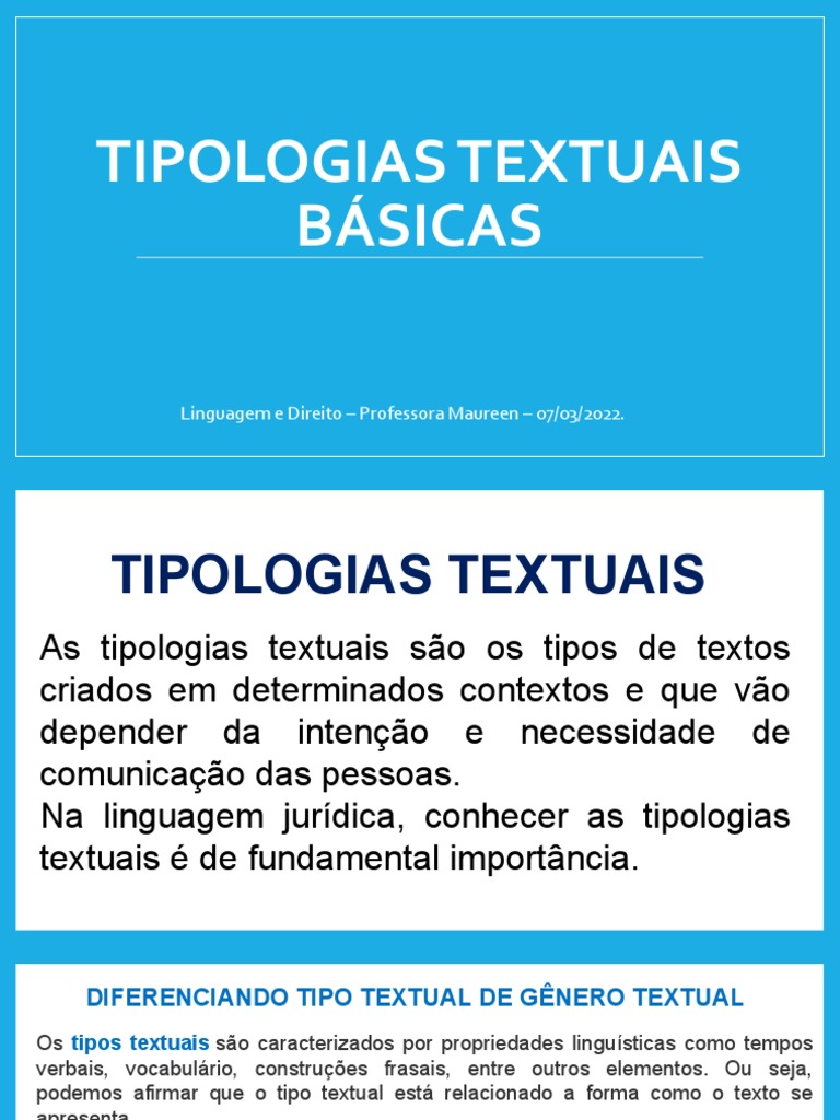 Aulas 03 e 04 - Tipologias Textuais Básicas - 2022 | PDF