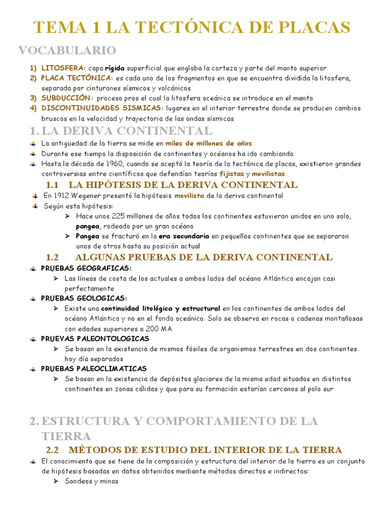 Tema 1 La Tectónica de Placas | PDF | Placas tectónicas | Tierra