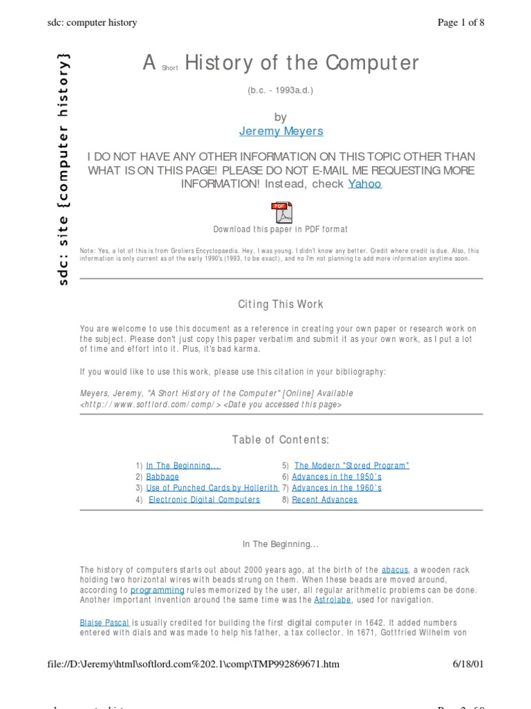 History of Computer | PDF