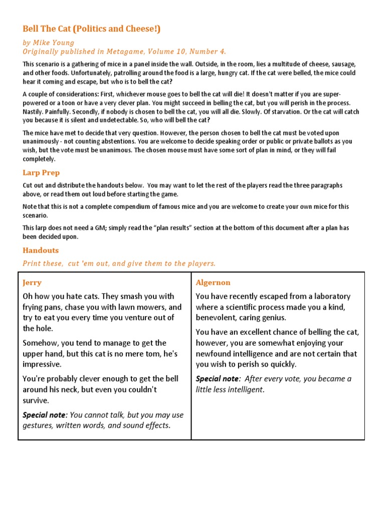 Bell The Cat | PDF | Mouse