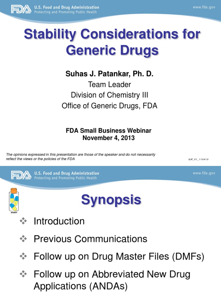Stability Considerations For Generic Drugs (PDF - 440KB) | PDF | Drugs ...