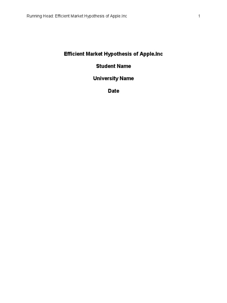 Efficient Market Hypothesis of Apple | PDF | Efficient Market ... Efficient Market Hypothesis of Apple | PDF | Efficient Market ...