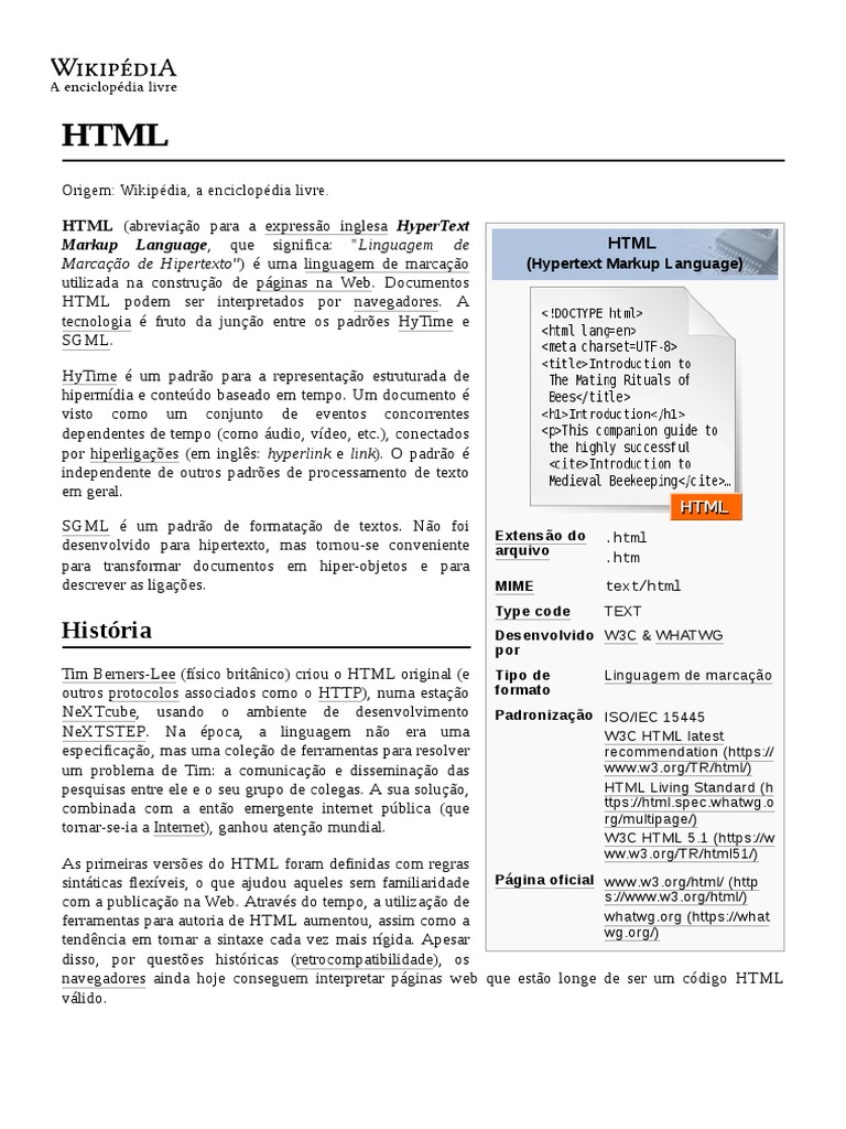 HTML - Linguagem de Marcação para Criação de Páginas Web | PDF | Html ... HTML - Linguagem de Marcação para Criação de Páginas Web | PDF | Html ...