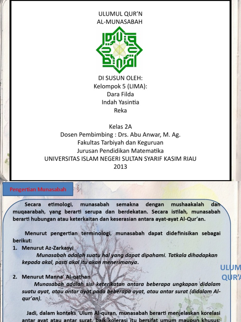 Urgensi Ilmu Munasabah dalam Al-Qur'an | PDF