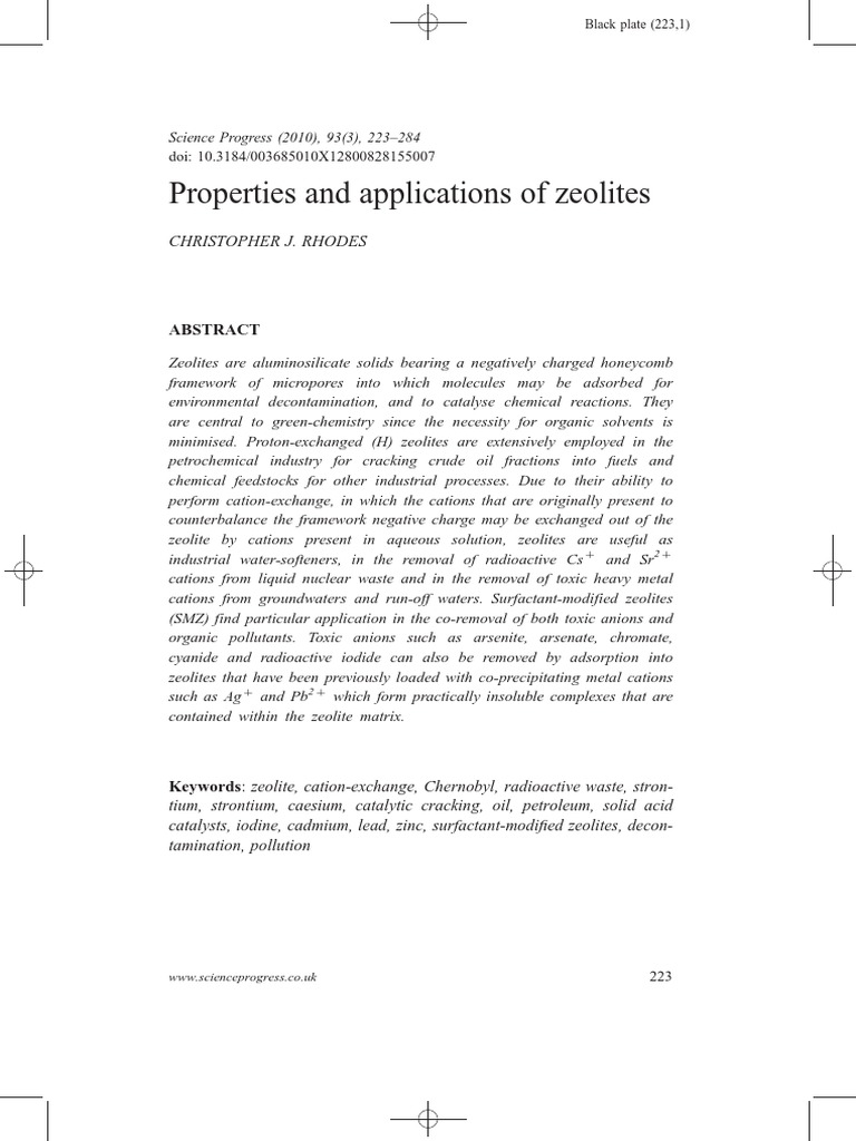 Properties and Applications of Zeolites | PDF | Zeolite | Adsorption