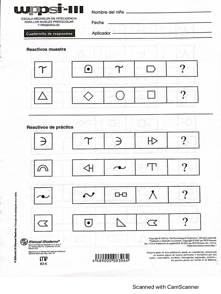 Protocolo de Registro Wppsi-Iii | PDF