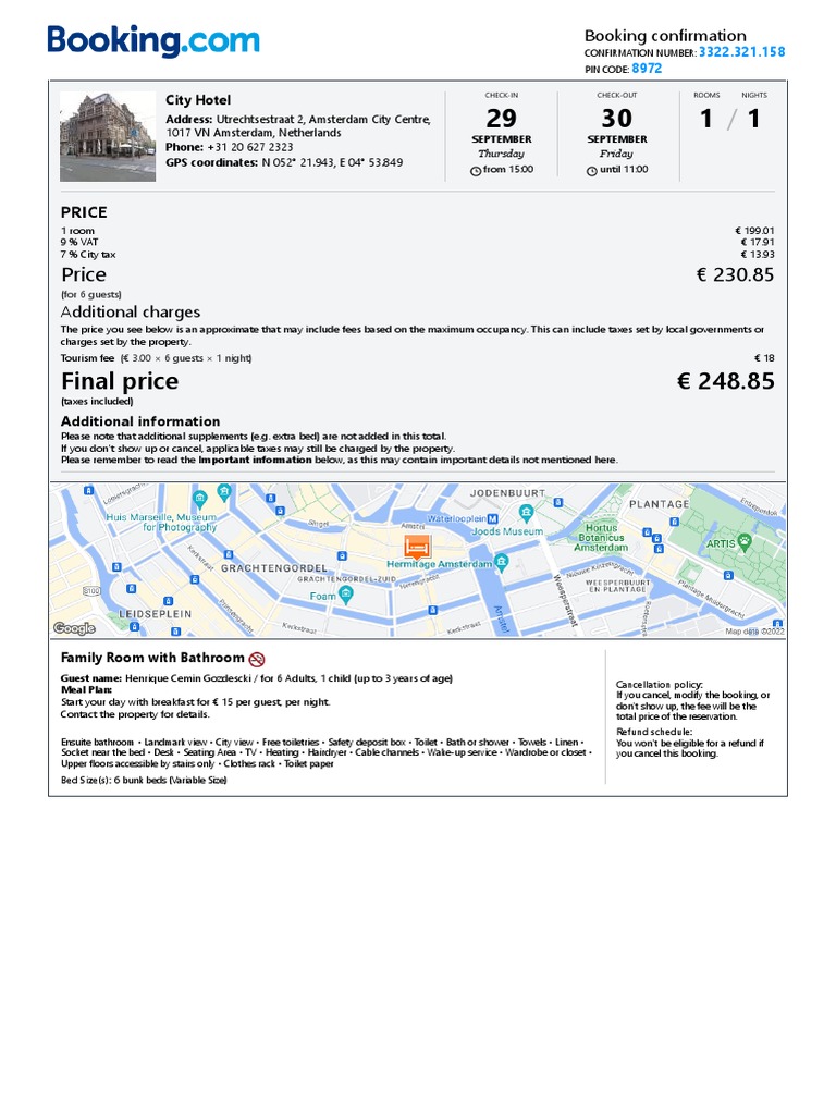 Confirmation - Amsterdã | PDF | Credit Card | Taxes