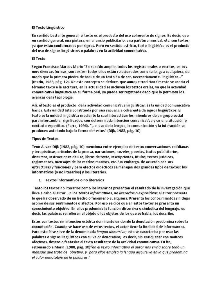 El Texto Lingüístico | PDF | Ensayos | Teoría