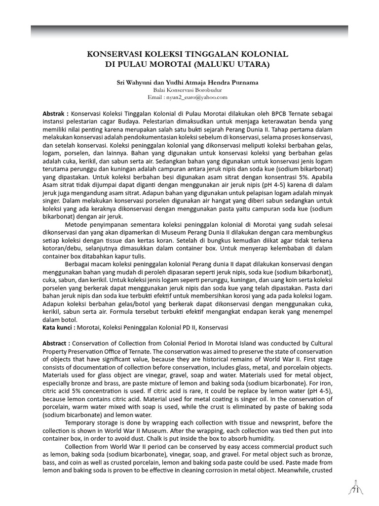 Konservasi Koleksi Tinggalan Kolonial Di Pulau Morotai (Maluku Utara) | PDF Konservasi Koleksi Tinggalan Kolonial Di Pulau Morotai (Maluku Utara) | PDF