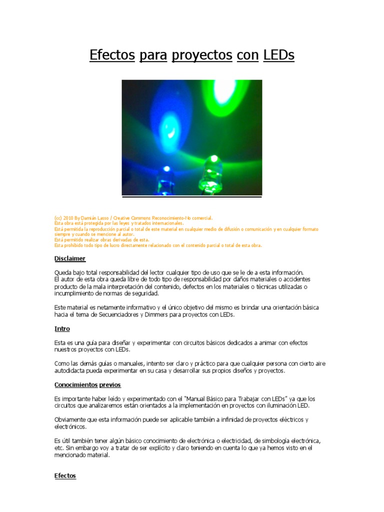 Efectos para Proyectos Con LEDs | PDF | Diodo emisor de luz | Señal analoga