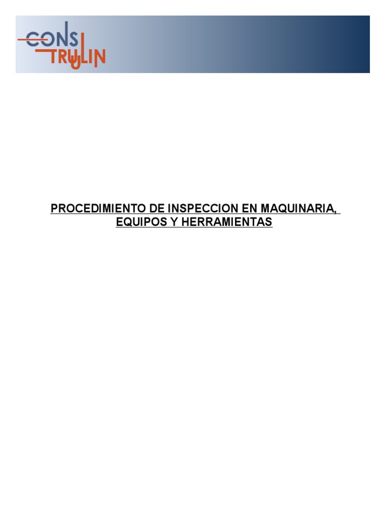 Procedimiento de Evaluacion de Maquinaria | PDF | Herramientas | Tornillo