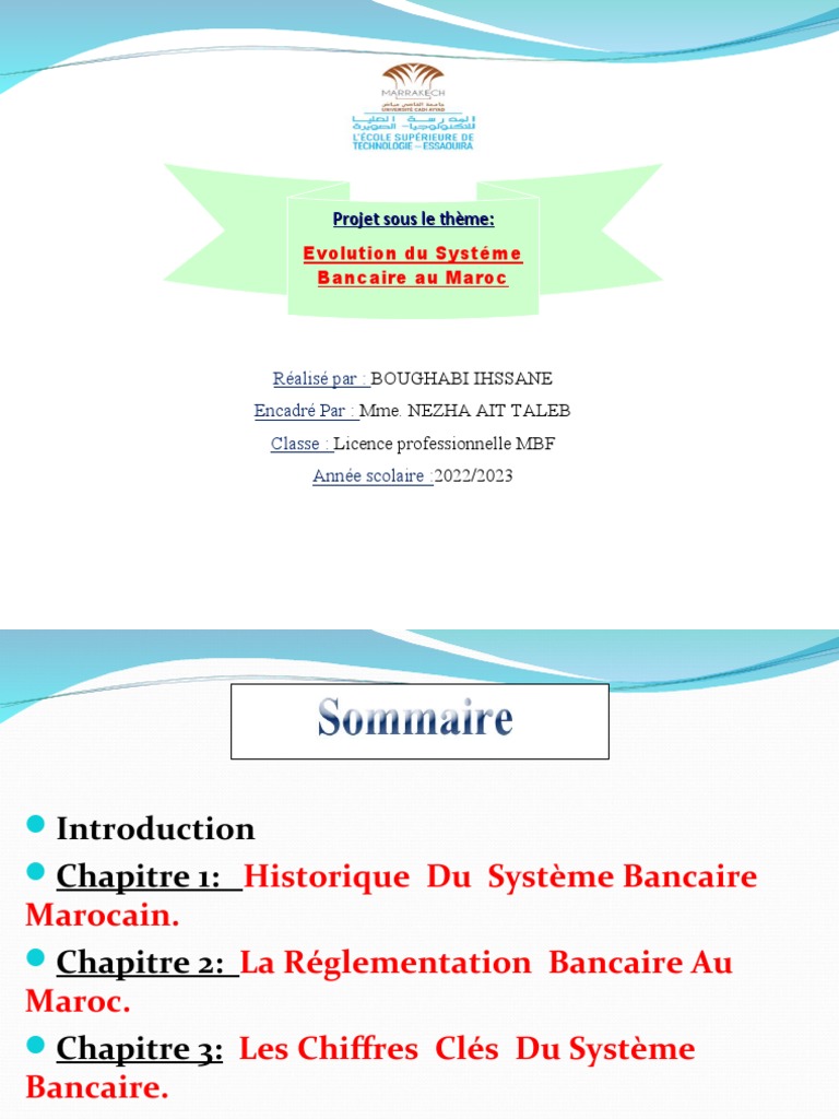 BOUGHABI IHSSANE Evolution Du Systeme Bancaire Au Maroc | Télécharger gratuitement PDF | Banques ...