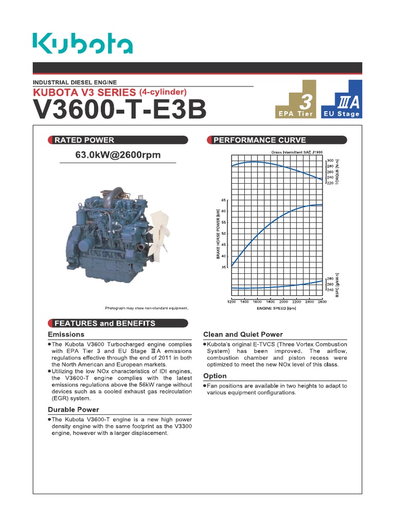 Kubota Diesel Engine V3600-T-E3B | PDF