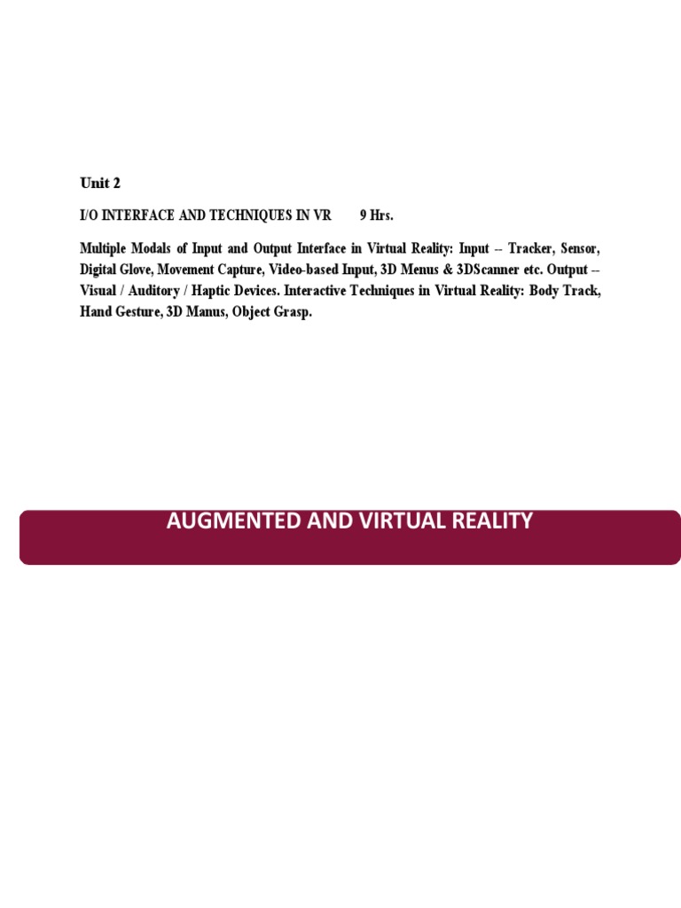 Avr Unit2 | Download Free PDF | Virtual Reality | Accelerometer