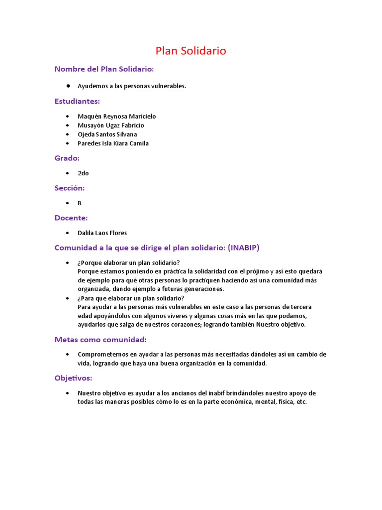 Plan Solidario | PDF