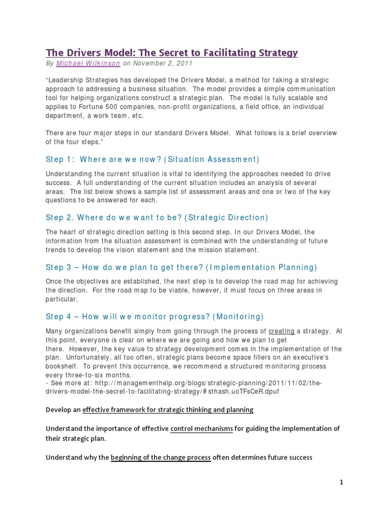 The Drivers Model The Secret To Facilitating Strategy | Download Free ...
