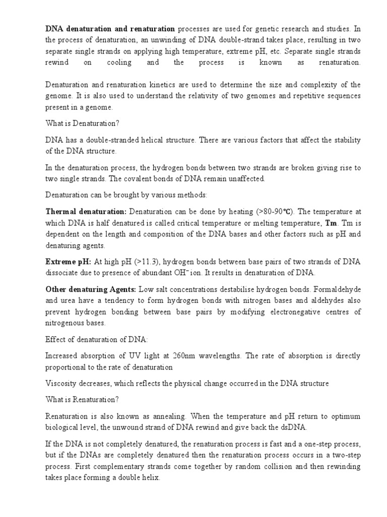 DNA Renaturation & Hybridization | PDF | Nucleic Acid Hybridization | Dna