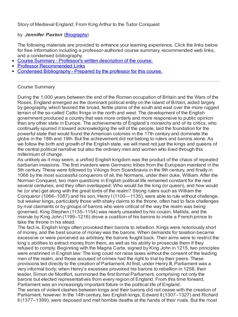 Story of Medieval England (Starter) | PDF | England | Baron