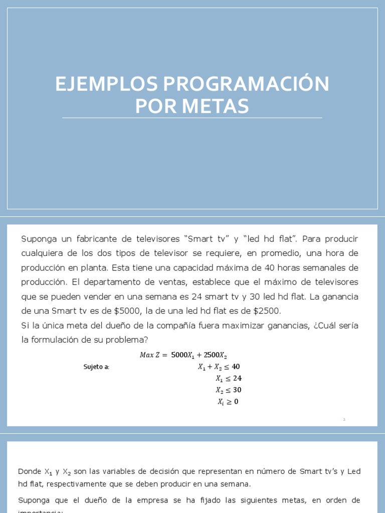 Ejemplos Programacion Por Metas | PDF | Economias